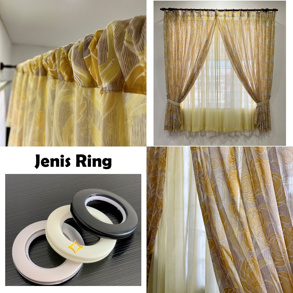 PCDecor Langsir Sheer Rose Dua Lapis Siap Jahit Cangkuk & Ring Kain ...