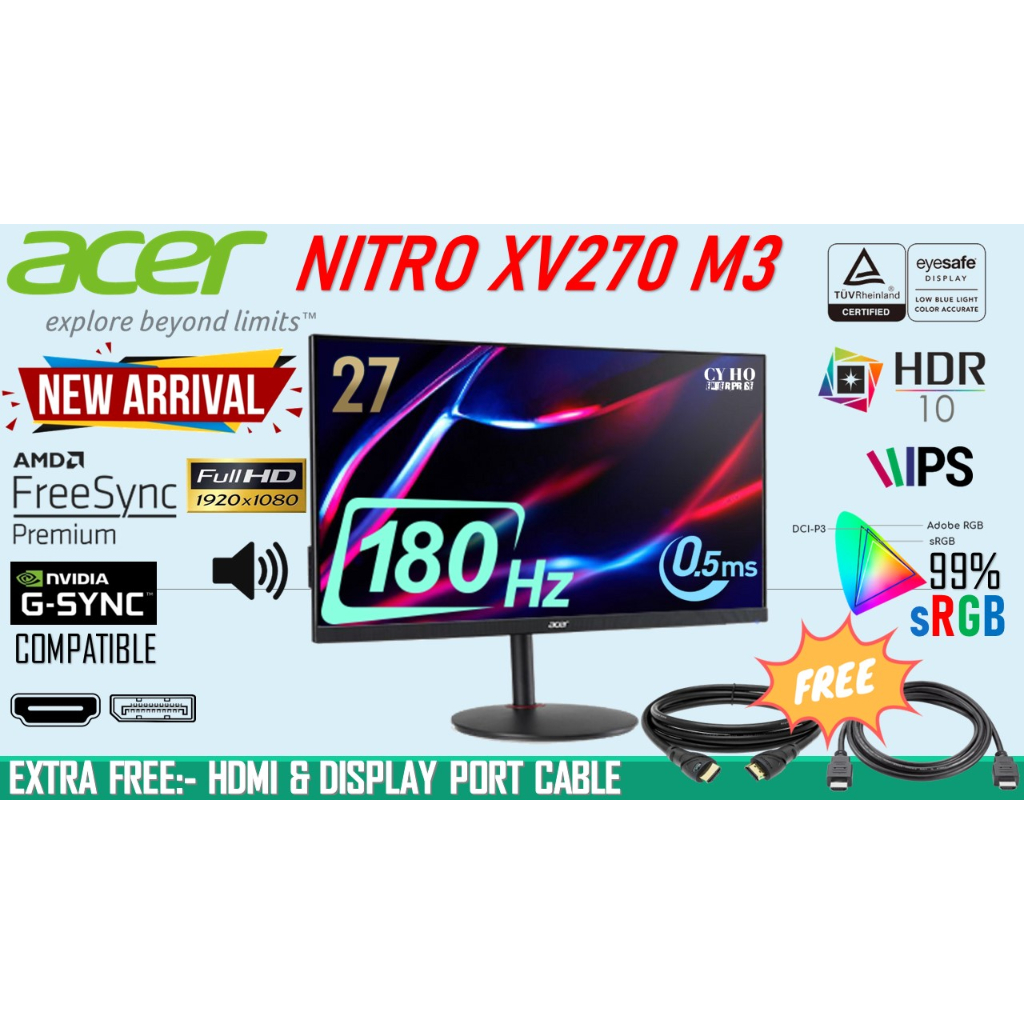 Acer Predator XB273U V3 - 27"WQHD IPS-180hz/ Nitro XV270 M3 27"FHD IPS ...