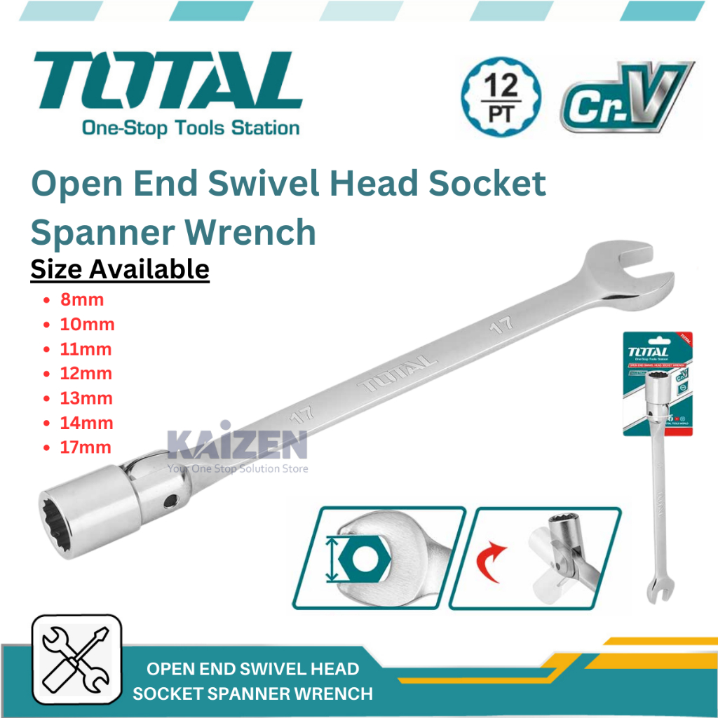 TOTAL Open End Swivel Head Socket Spanner (8 - 17MM) / WADFOW WTH1E10 ...