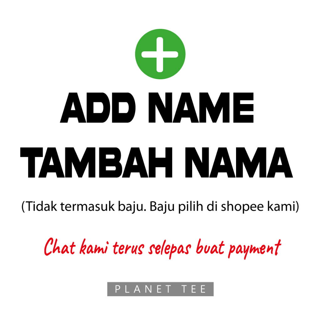 TAMBAH NAMA SHJ - Add On Name - Only On Shirt Print Di Baju | Shopee ...