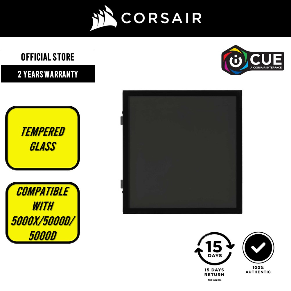 CORSAIR iCUE 5000X/5000D/5000D AIRFLOW Left Tempered Glass Panel (Black ...