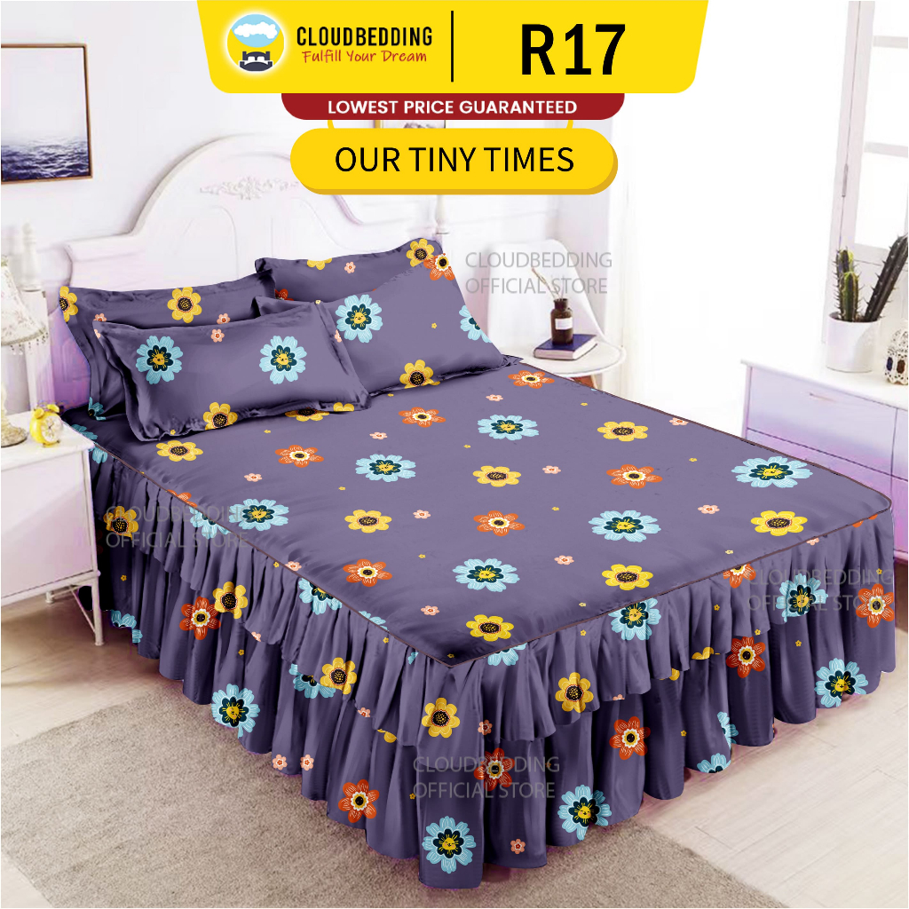 3IN1 Cadar Ropol Set Super Single/Queen /King Bedsheet 3IN1 Bed Skirt ...