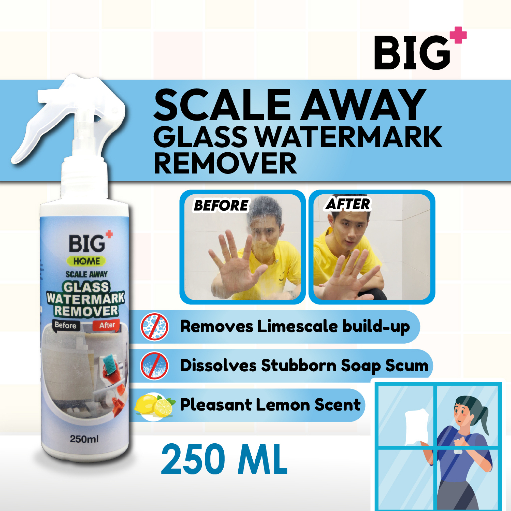 BIG+ Scale Away Glass Watermark Remover (250ml) Bathroom Toilet Shower ...