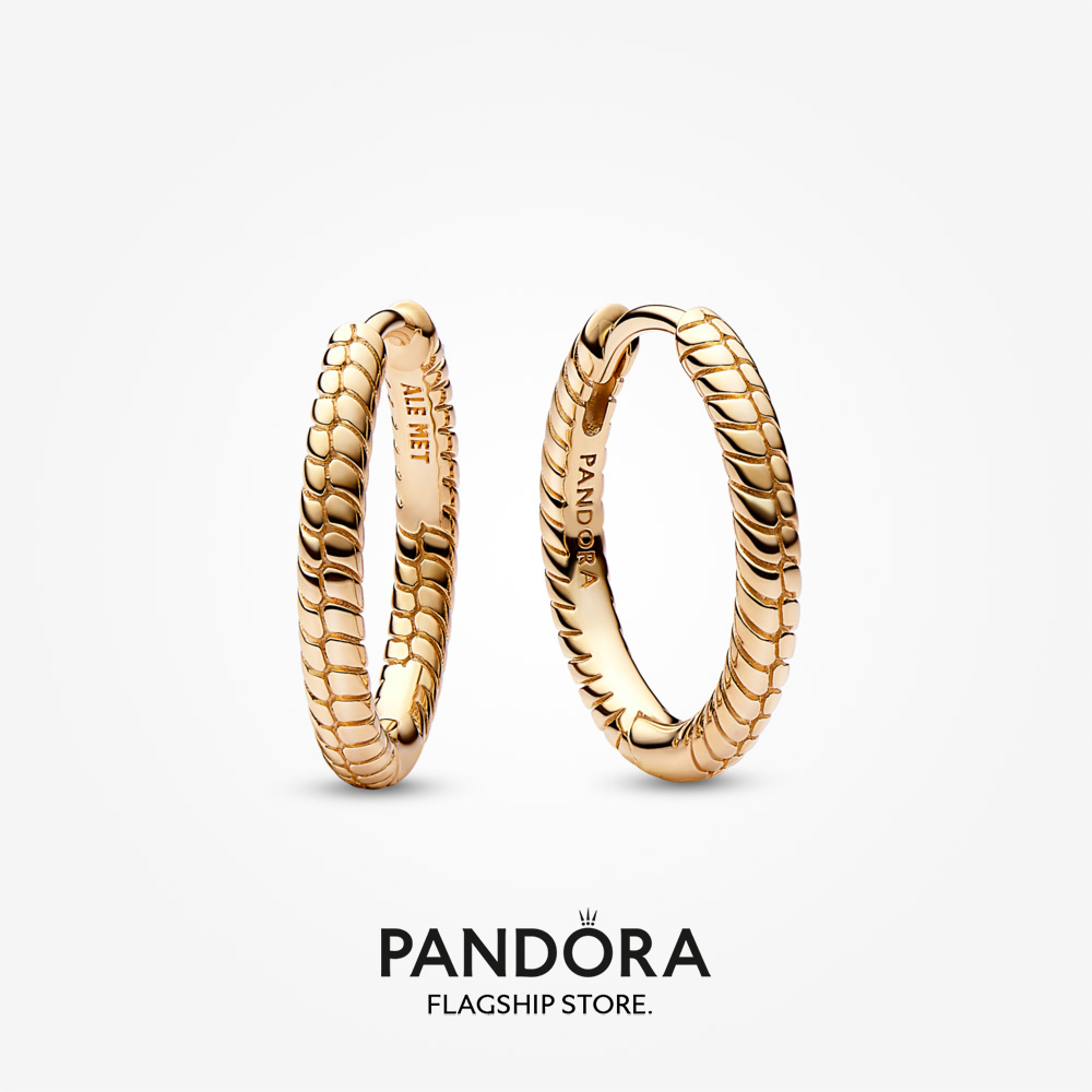 Pandora Moments 14K Gold Plated Small Charm Hoop Earrings Shopee Malaysia
