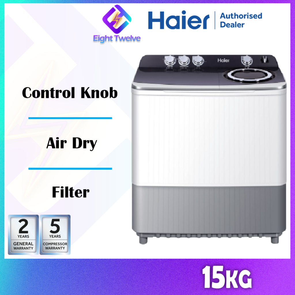 HAIER 10.5KG / 15KG Semi Auto Washing Machine |Top Load Twin Tub ...