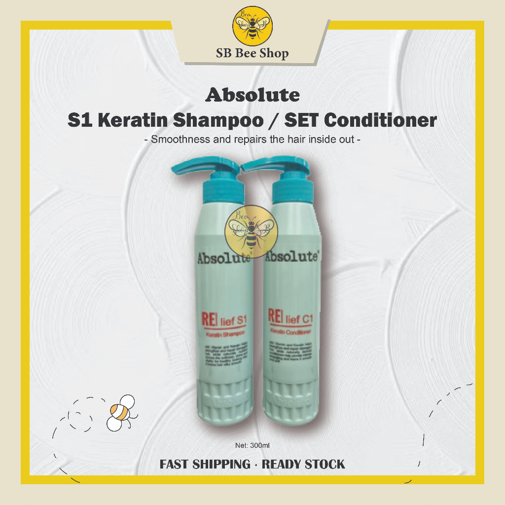 Absolute S1 Keratin Shampoo 300ml + C1 Keratin Conditioner 300ml ...