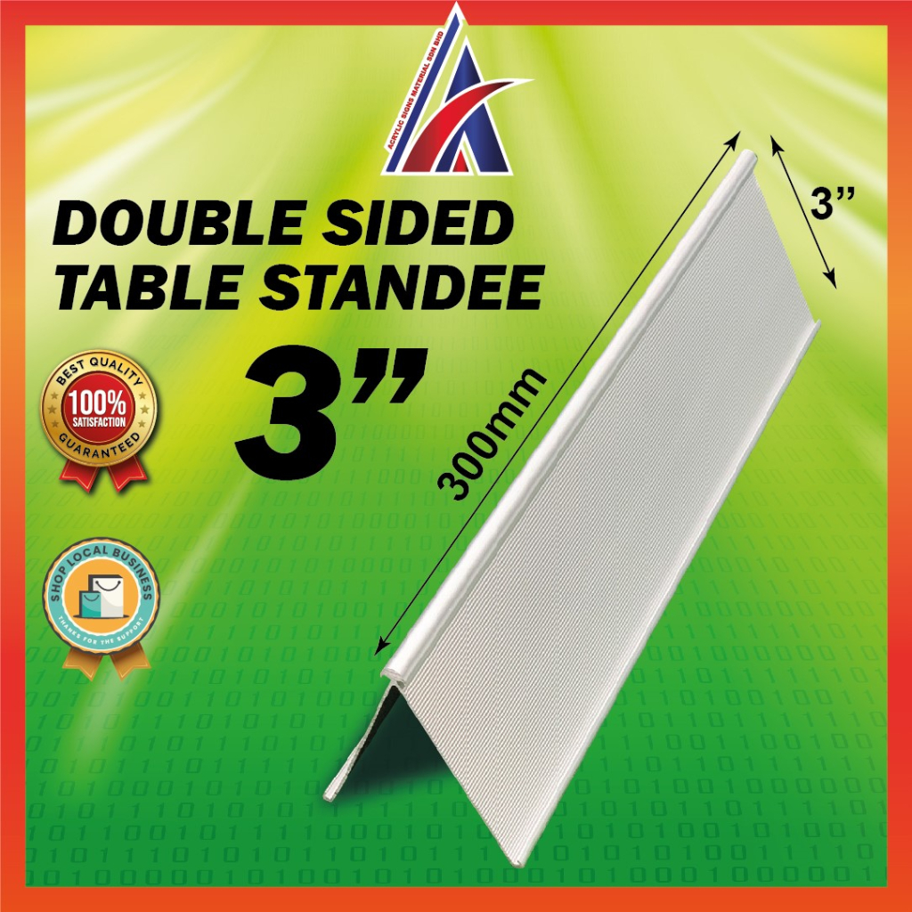 [READY STOCK] Silver Double Sided Table Standee 3" x 300mm / Tanda Nama ...