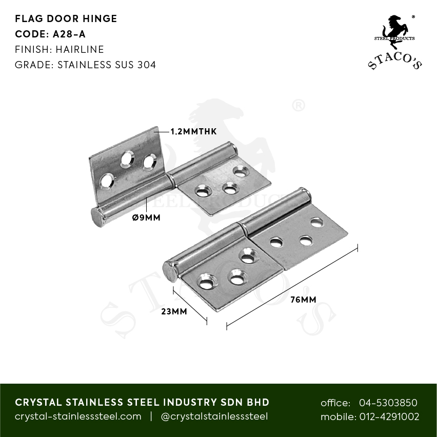 STACOS Stainless Steel 304 Heavy Duty Door Hinge Bi Fold Flag Hinge ...