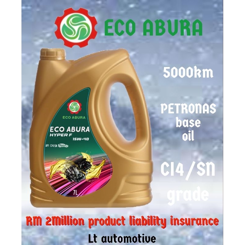 ECO ABURA 15W40 7L premium engine oil 5000km Petronas base oil | Shopee ...
