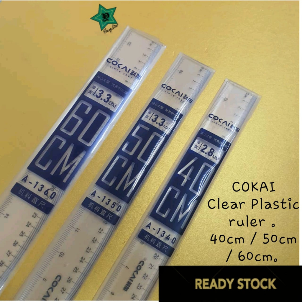 COKAI Plastic Transparent Ruler/ Ruler 40cm/50cm/60cm | Shopee Malaysia