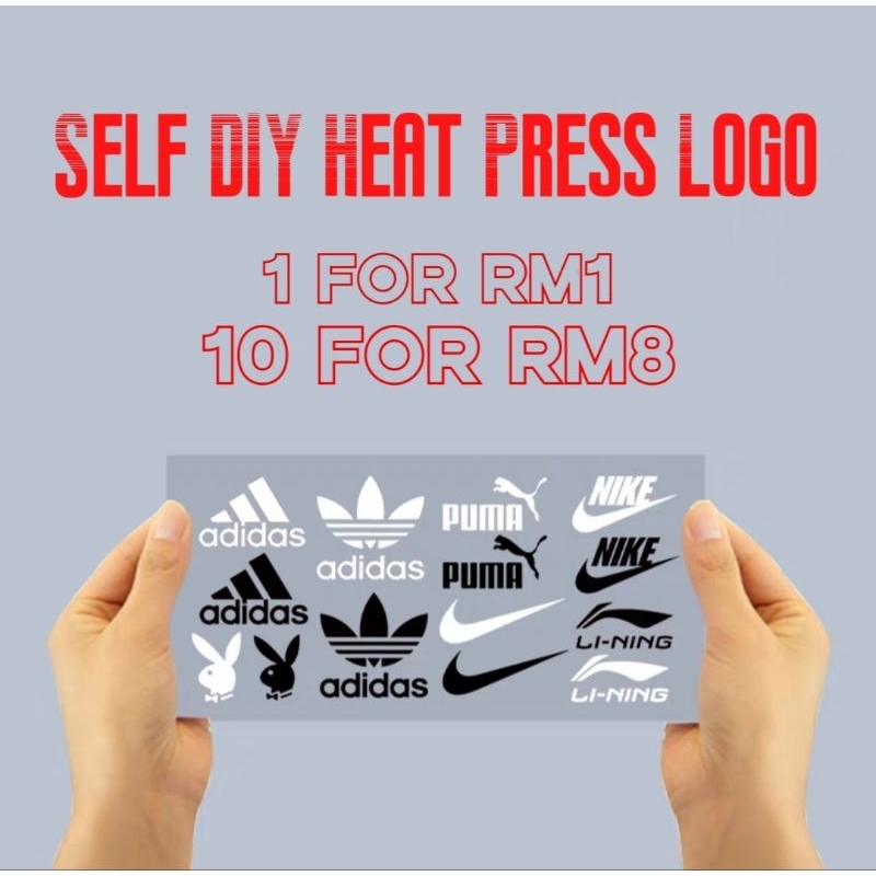 DIY Heat Press/ Iron on Logo Stickers Customize Sticker Baju Branded ...