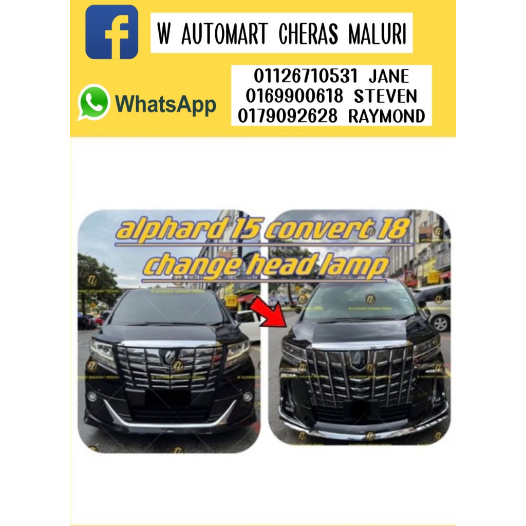 ALPHARD 15 AERO CONVERT 18 AERO CHANGE HEAD LAMP | Shopee Malaysia