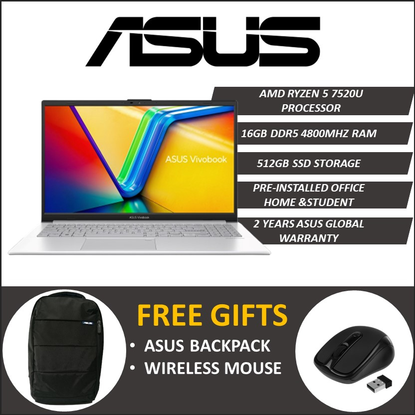Asus VivoBook Go 15 E1504F-ABQ469WS 15.6'' FHD Laptop Cool Silver ...