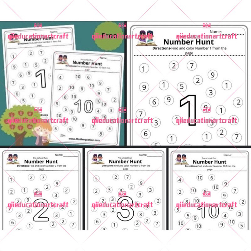 Number Hunt & Tracing Worksheet from 1-10 PDF 30pages | Shopee Malaysia
