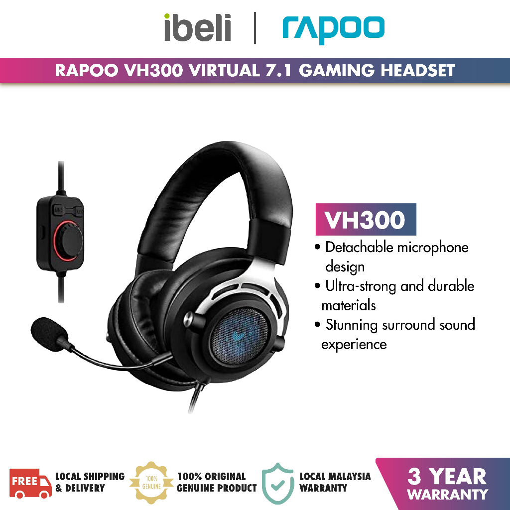 Rapoo VH300 Virtual 7.1 Gaming Headset - 3 Years Warranty | Shopee Malaysia