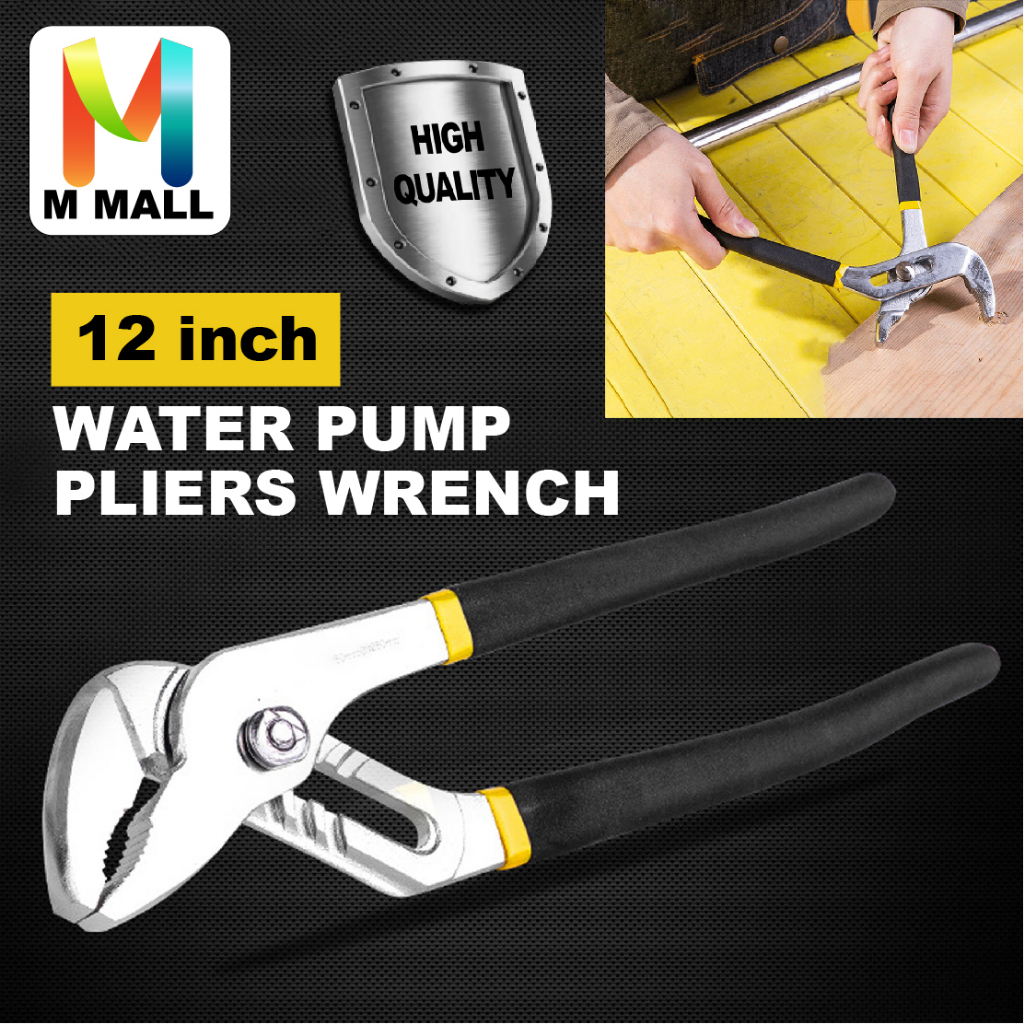 12" inch Water Pump Plier Plumbing Pipe Wrench Adjustable Ratchet ...