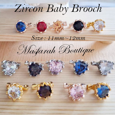 1pc Batu Zircon 10mm Baby Brooch Copper Zirconia Kerongsang Dagu Korea ...
