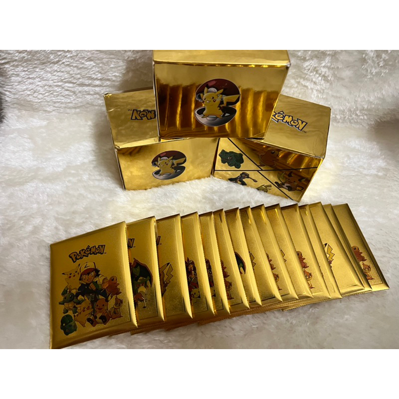 【MJ】Metal Gold Silver Pokemon Cards English Version Charizard Pikachu ...