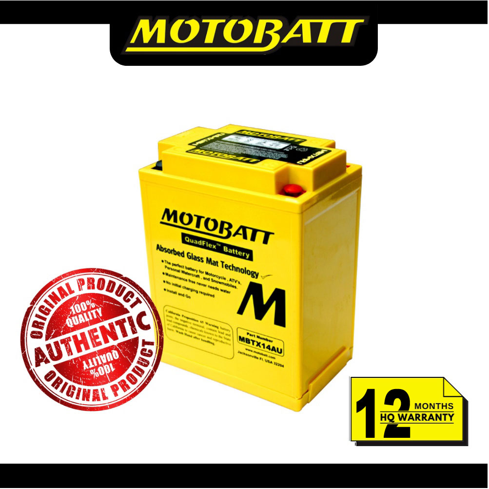 Motobatt MBTX14AU Quadflex Battery (Replace: YTX14AH, YTX14AHL ...