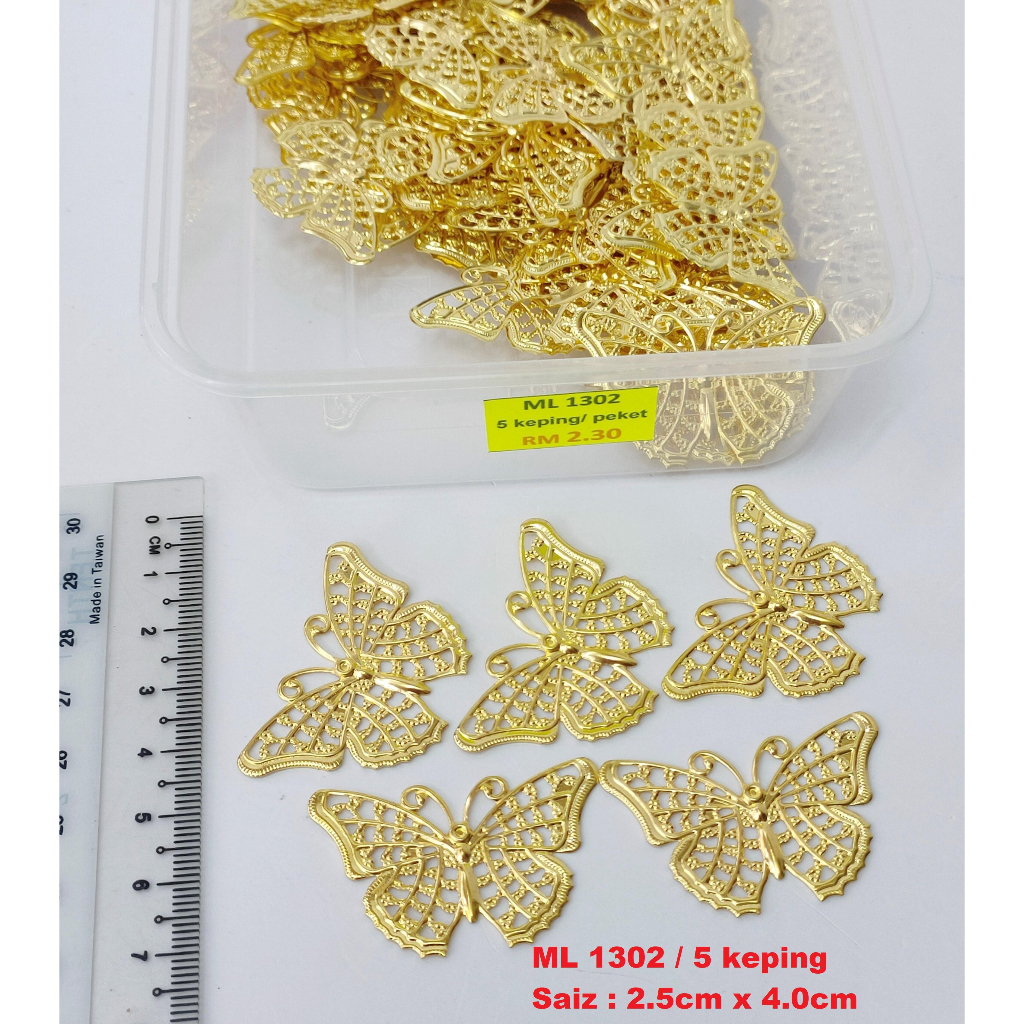 Kepingan besi emas bercorak kerawang untuk sanggul melintang | Shopee ...
