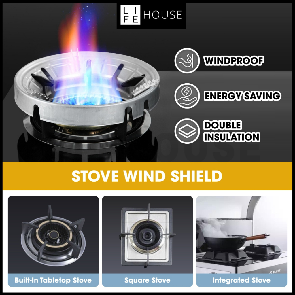 🌸PROMO🌸 9 Holes Stainless Iron Gas Stove Ring Fire Wind Proof Energy ...