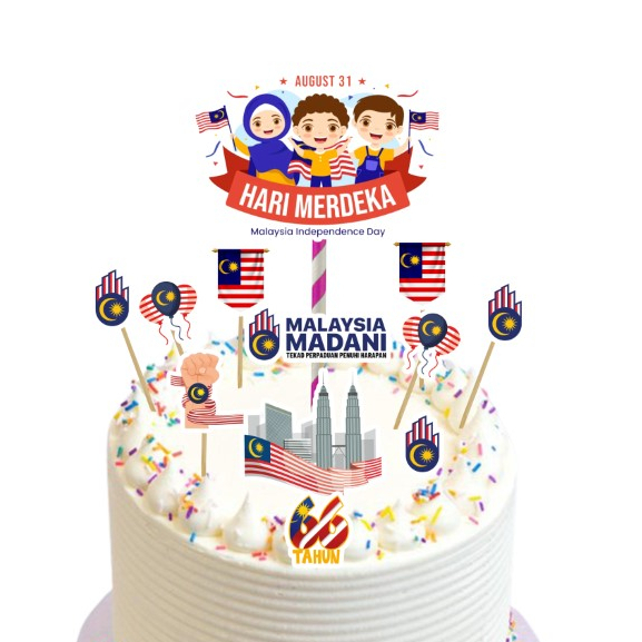 READY STOCK Happy Birthday Cake Topper Hari Merdeka Malaysia Madani ...