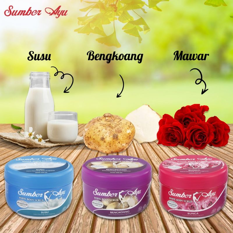 Sumber Ayu Lulur Mandi (Body Scrub) - Bunga, Bengkoang & Susu (250g ...