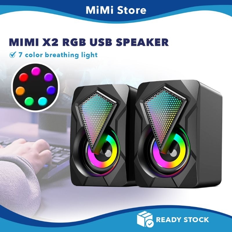 MiMi X2 RGB Mini Computer Speaker Mini Stereo Speaker Komputer Speaker ...