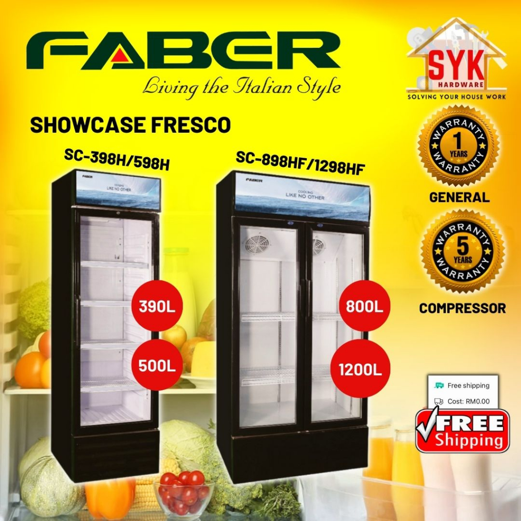 SYK Free Shipping Faber Showcase Fresco Chiller Fridge 1 Door 2 Door SC398H SC898HF ...