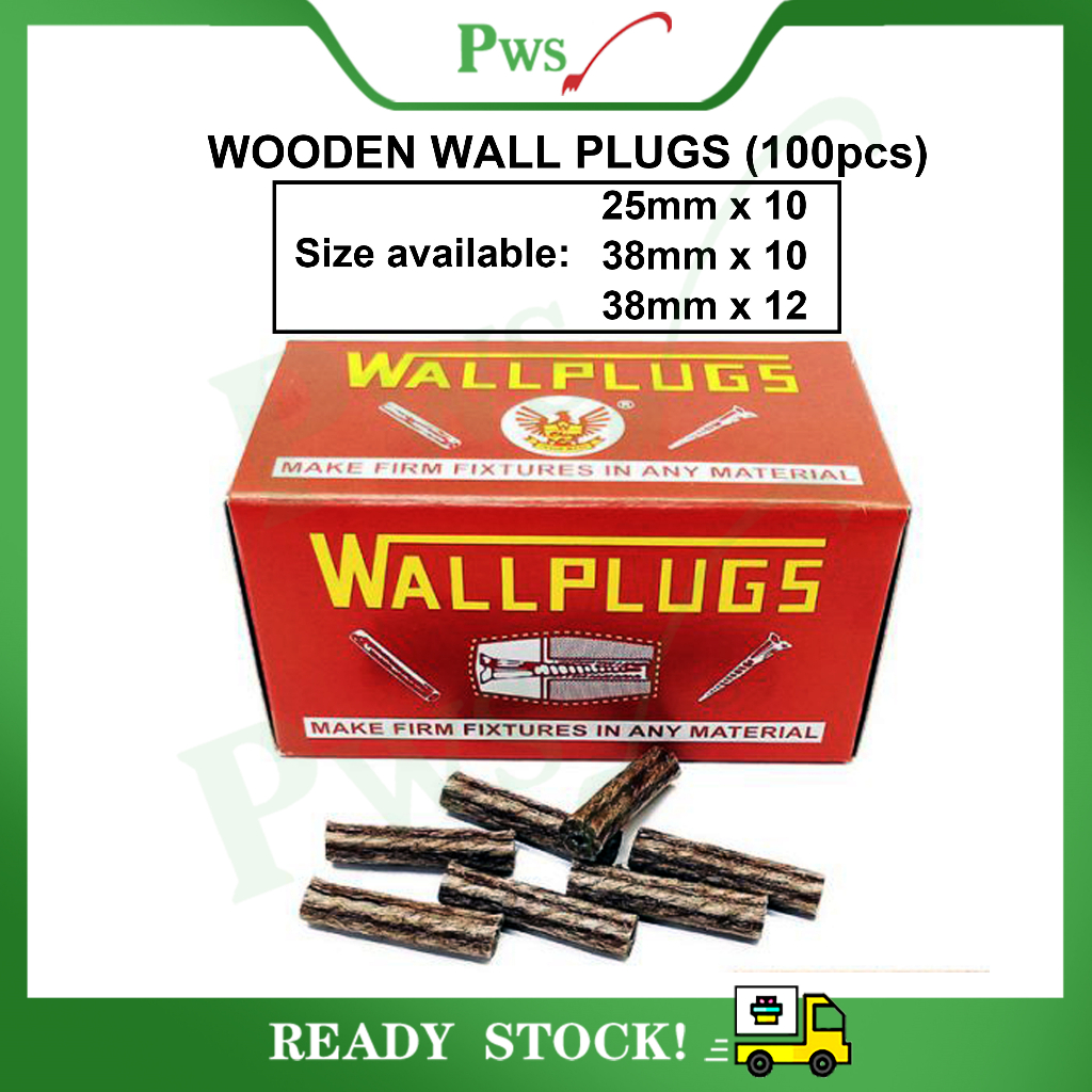 25mm / 38mm Wood Wall Plug for Screw Palam Dinding Kayu (100pcs ...