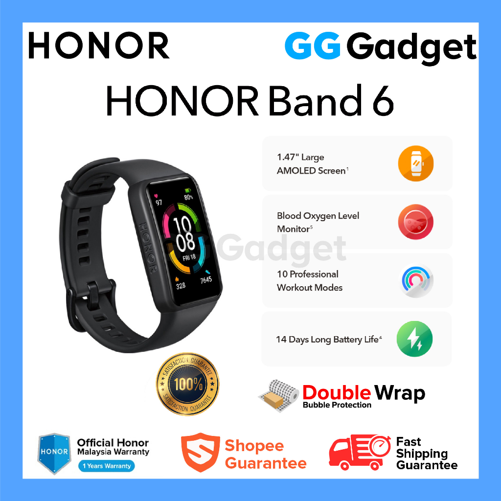 HONOR Band 6 - 1.47" AMOLED Display | 14 Days Battery | Blood Oxygen ...