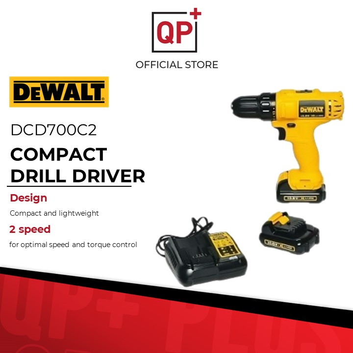 DEWALT COMPACT CORDLESS DRILL DRIVER DCD700C2-XD 10.8V 10MM DRILL ...