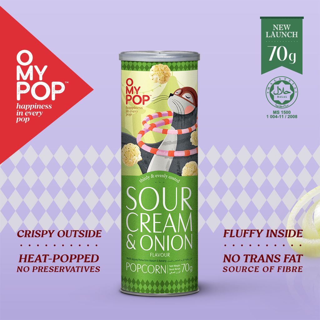 OMYPOP Sour Cream & Onion Popcorn (70g) | Shopee Malaysia