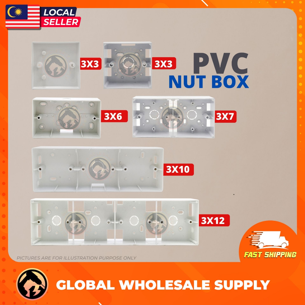 PVC Nut Box Switch Base/ Surface Mounted Switch Base/ Tapak Pelindung ...
