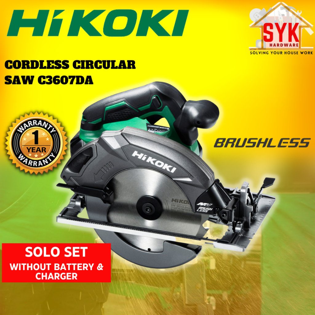 SYK Hikoki C3607DA Cordless Brushless Circular Saw Solo Wood Cutting ...