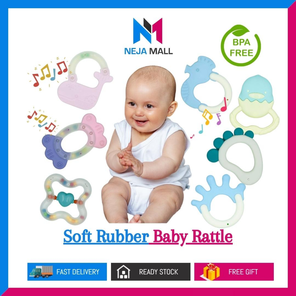 NEJA Soft Rubber Baby Rattle Hanging Toys Playset For Newborn Baby Toys ...