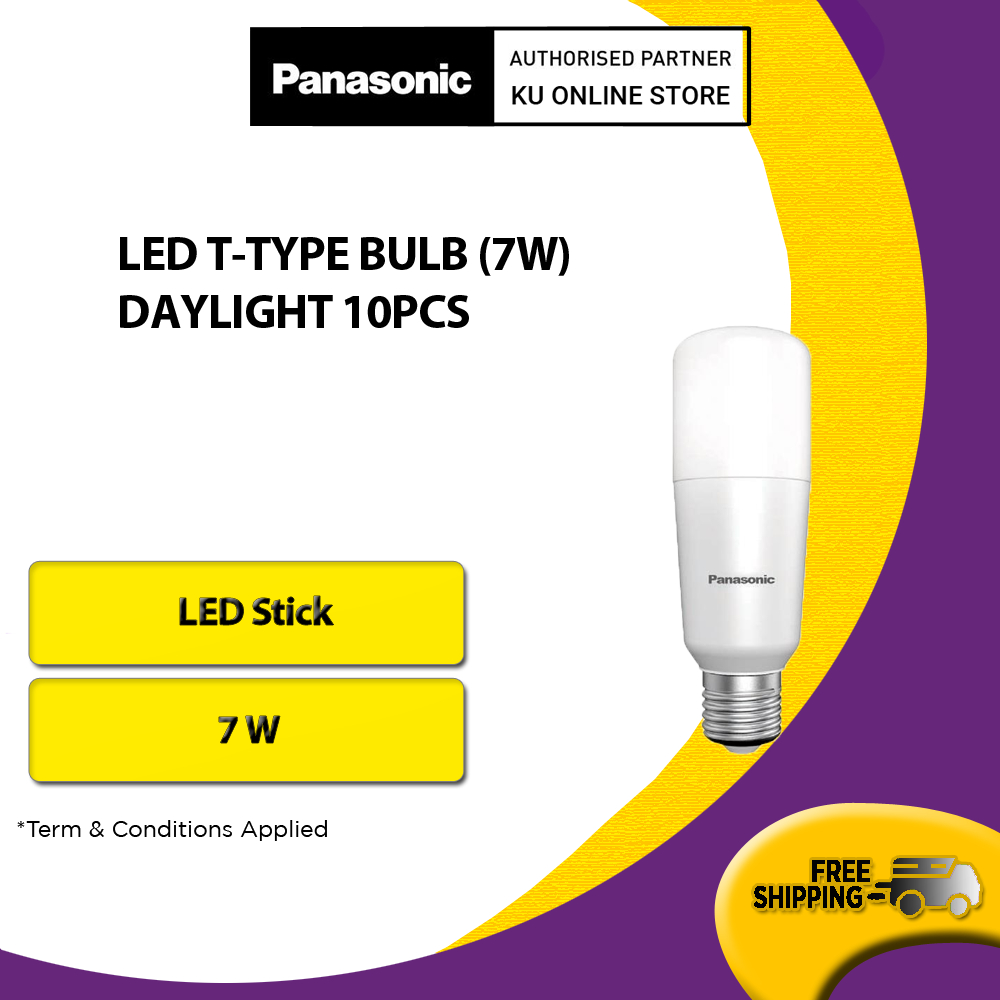 PANASONIC LDTHV7D65GA1 LED T-TYPE BULB (7W) DAYLIGHT 10PCS | Shopee Malaysia