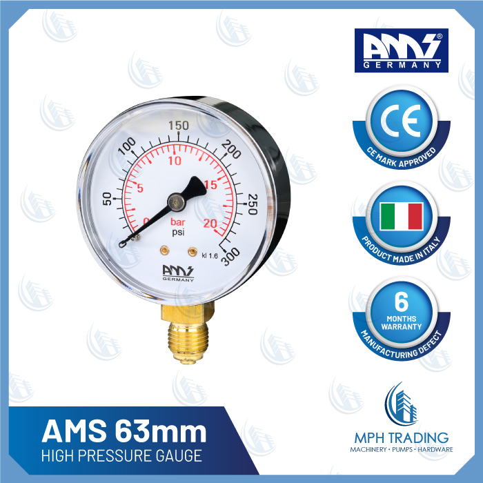 AMS Germany 63mm High Pressure Gauge 6-20 Bar | Shopee Malaysia