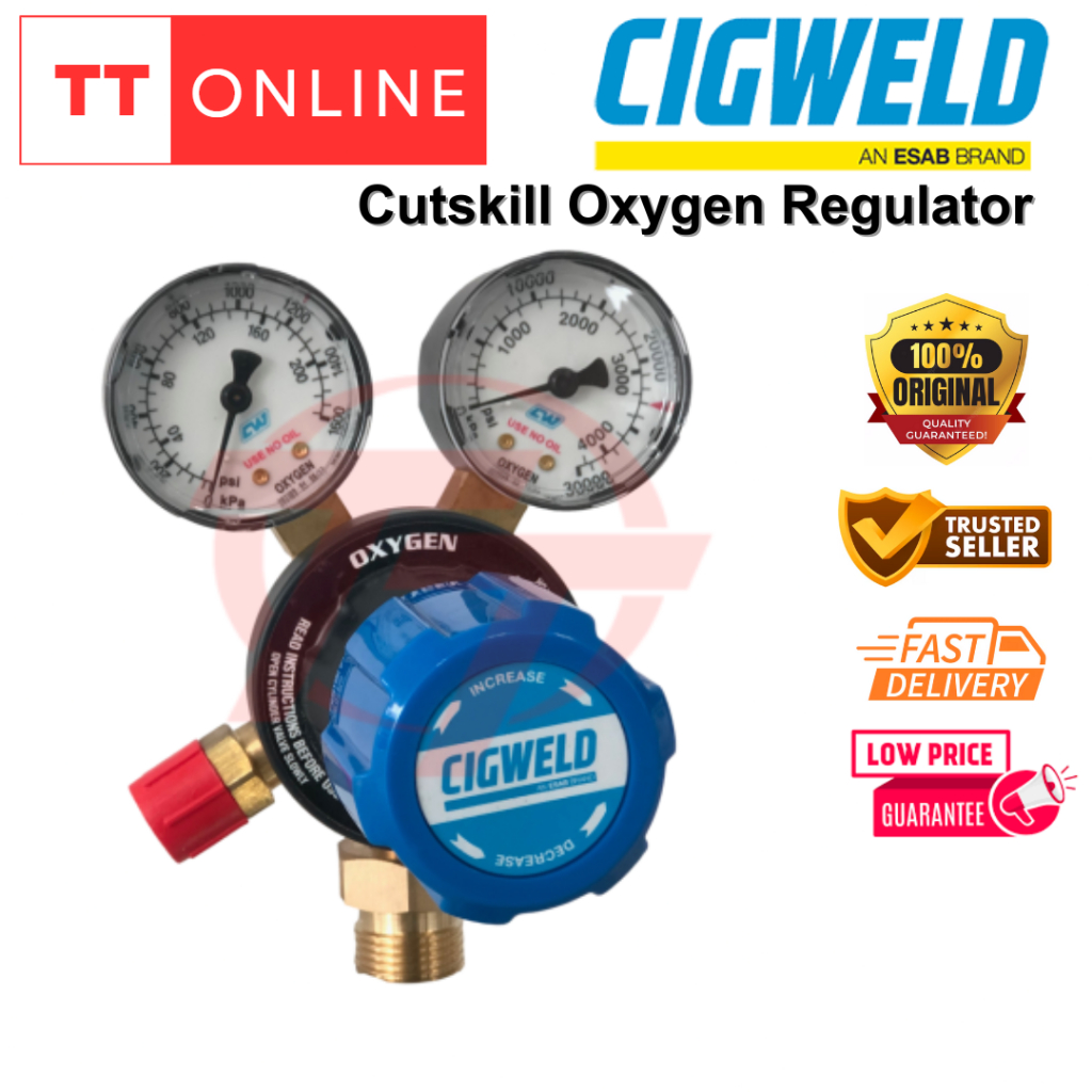 CIGWELD Cutskill Oxygen (O2) Regulator 800kPa Vertical Inlet (High ...