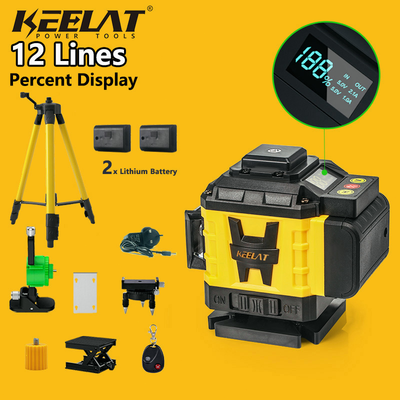 KEELAT 5 Lines 6 Point Adjustable Laser Level 360° Rotary Cross Self ...