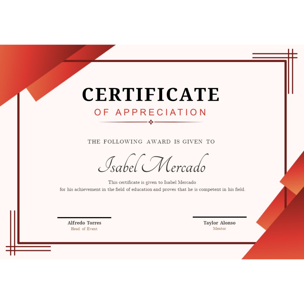 CERTIFICATE / SIJIL TEMPLATE_LANDSCAPE [EDITABLE] Red Modern ...