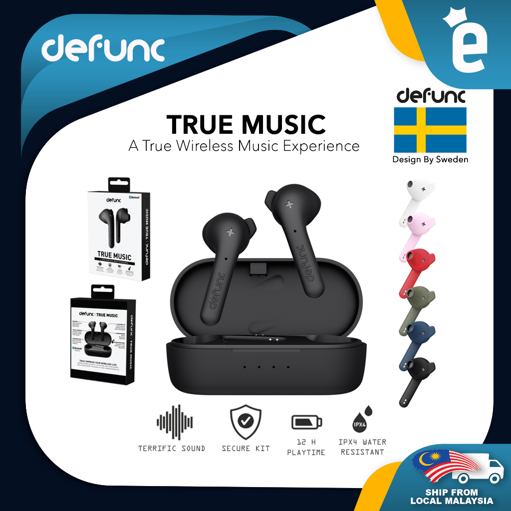Defunc True Music Wireless Bluetooth TWS Earbuds | 1 Year Defunc Malaysia Warranty | Shopee Malaysia