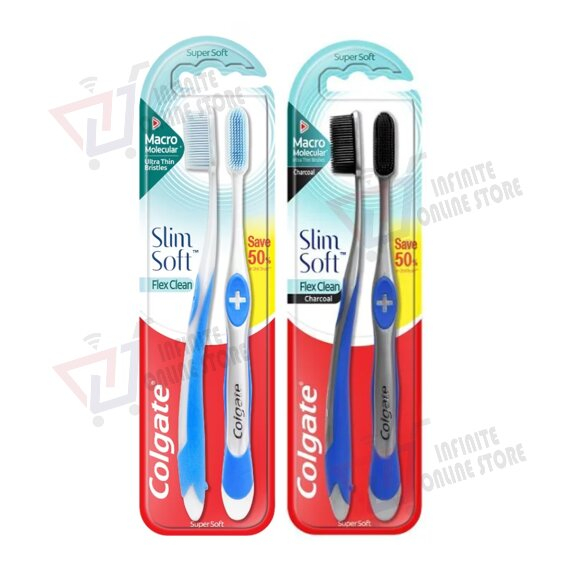 Colgate Slim Soft Flex Clean Toothbrush (Super Soft) (2s) (Basic / Charcoal) | Shopee Malaysia