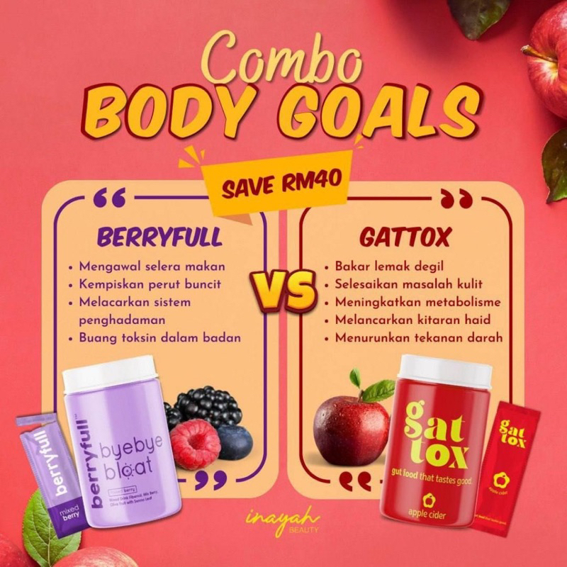 Combo Bakar Lemak Body Goals Berryfull Dan Gattox Readystock Original ...