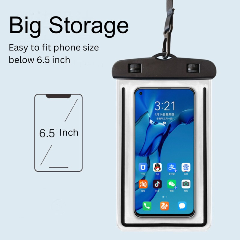 Waterproof PVC Phone Case Cover 漂流夜荧光触屏手机袋游泳潜水外卖手机套PVC透明手机防水袋 | Shopee ...
