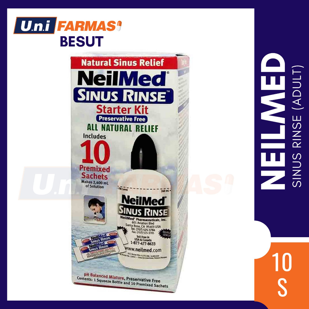 NEILMED Sinus Rinse with 10 Premixed Sachets (Adults) Nasal Allergies ...