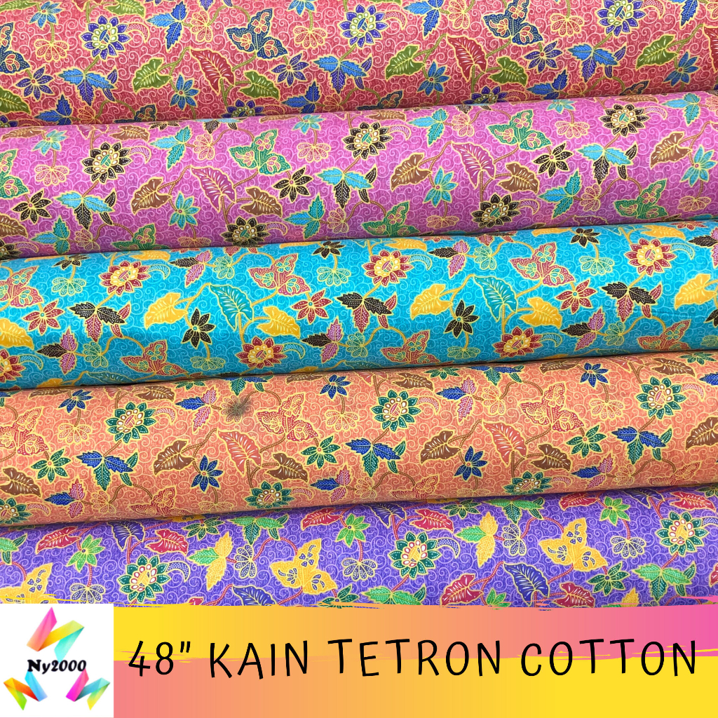 Kain Tetron Cotton TC (Polyester) Corak Bunga Batik (Bidang 48 ...
