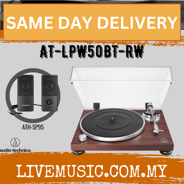 Audio-Technica AT-LPW50BT-RW BT® Manual Belt-Drive Turntable w/ATH-SP95 ...