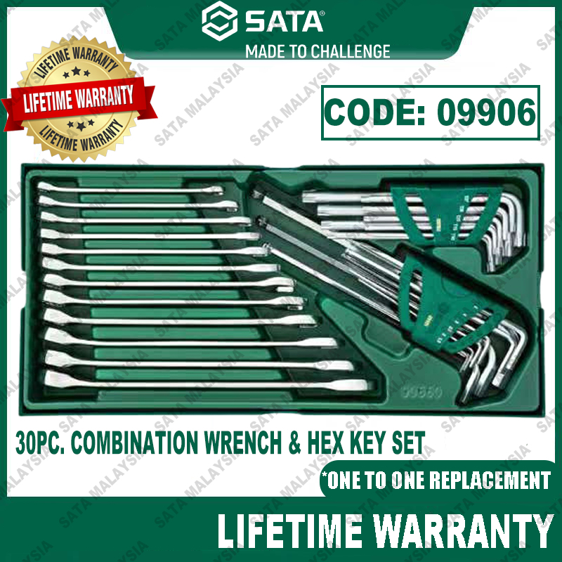 SATA 30Pc. Combination Wrench & Hex Key Set Spanner & Allen Key Set Hex ...