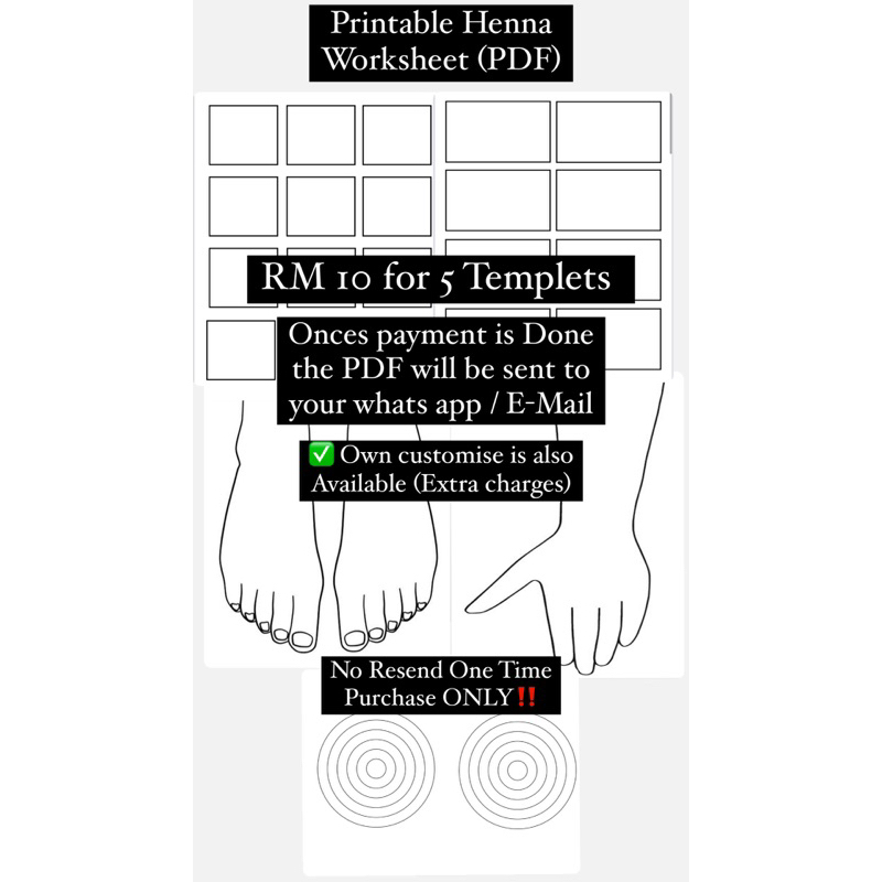 Henna worksheet / Henna Template/ Henna Practice | Shopee Malaysia